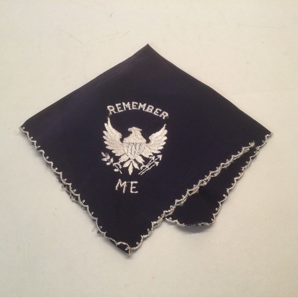 Accessories | Vintage Blue Handkerchief Us Army Military Sweetheart Remember Me Square | Poshmark